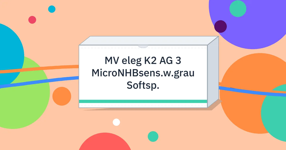 Symbolbild: Packung mit der Aufschrift MV eleg K2 AG 3 MicroNHBsens.w.grau Softsp. (PZN 18930828) – Verfügbarkeit und Bezug in Apotheken in Frankfurt am Main