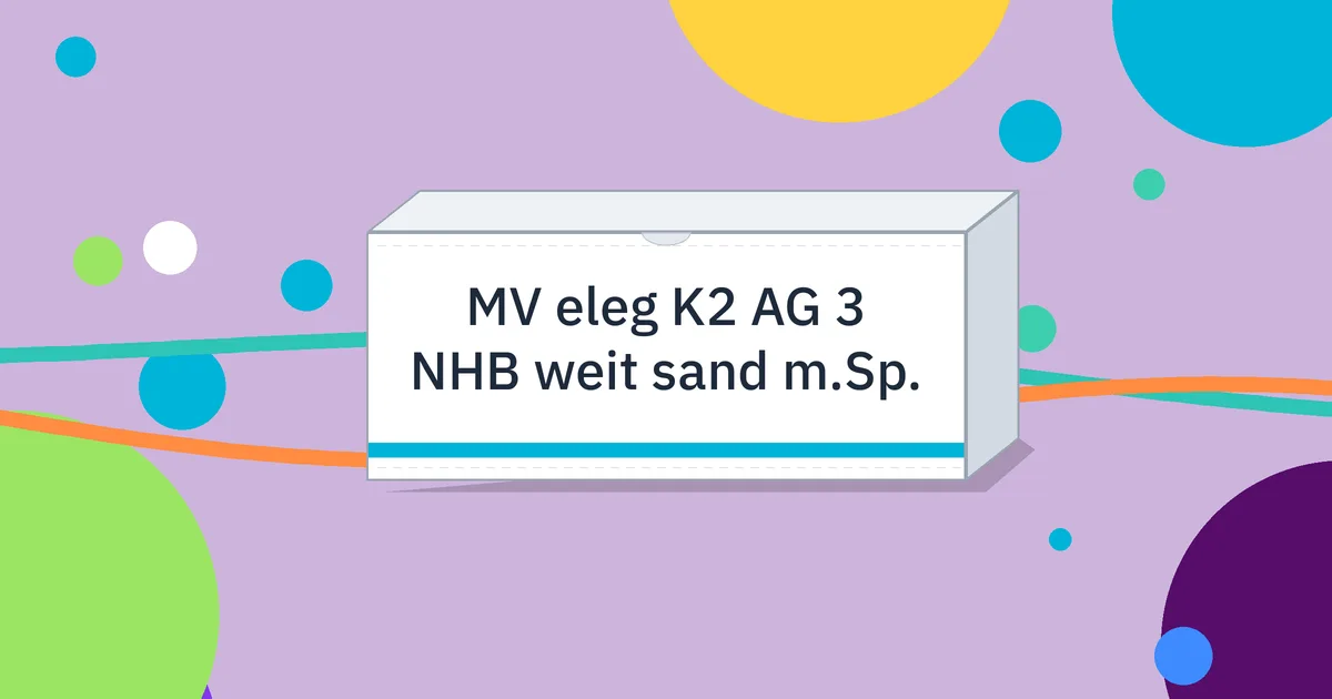 Symbolbild: Packung mit der Aufschrift MV eleg K2 AG 3 NHB weit sand m.Sp. (PZN 18928694) – Verfügbarkeit und Bezug in Apotheken in Frankfurt am Main