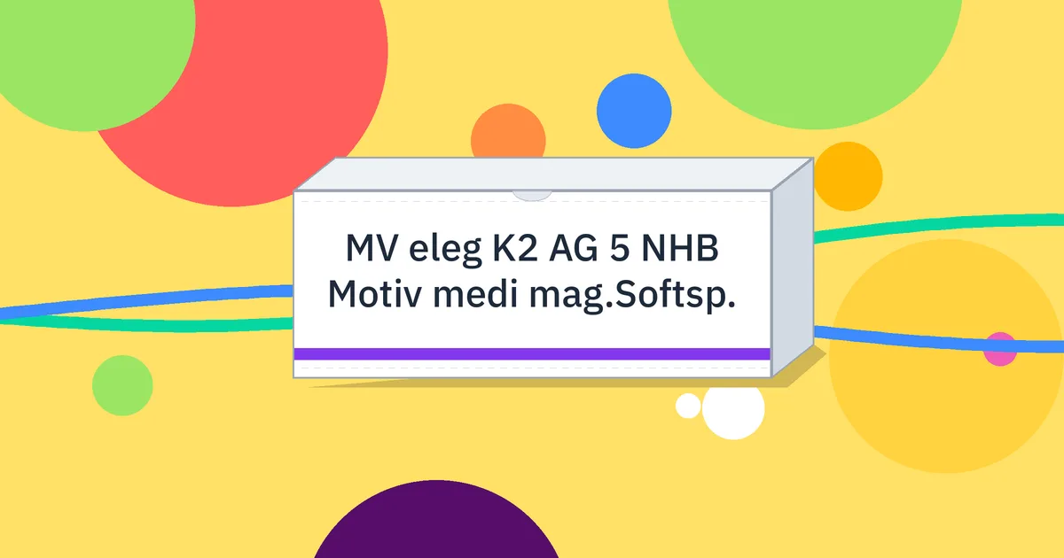 Symbolbild: Packung mit der Aufschrift MV eleg K2 AG 5 NHB Motiv medi mag.Softsp. (PZN 15722207) – Verfügbarkeit und Bezug in Apotheken in Frankfurt am Main