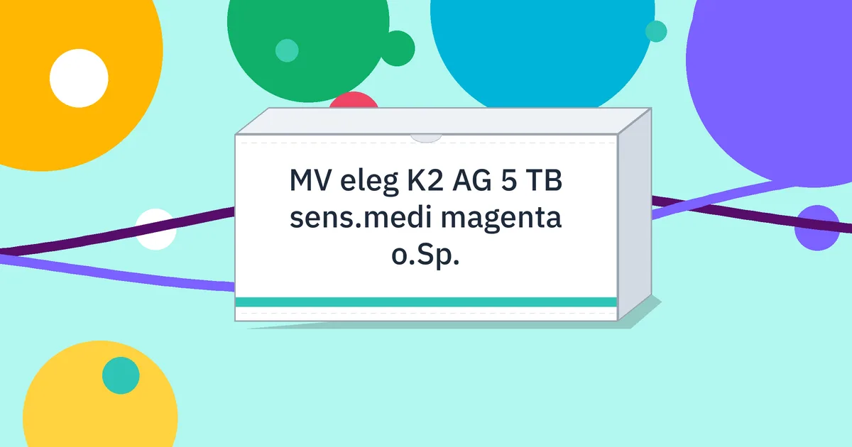 Symbolbild: Packung mit der Aufschrift MV eleg K2 AG 5 TB sens.medi magenta o.Sp. (PZN 14640714) – Verfügbarkeit und Bezug in Apotheken in Frankfurt am Main