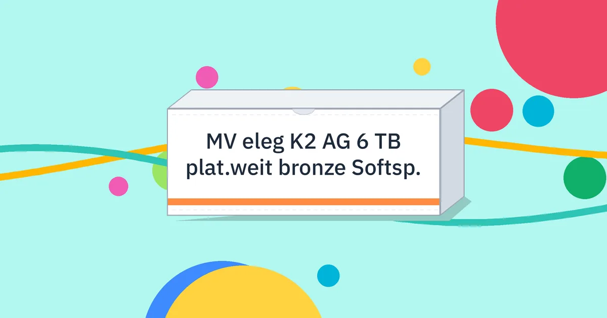 Symbolbild: Packung mit der Aufschrift MV eleg K2 AG 6 TB plat.weit bronze Softsp. (PZN 14718468) – Verfügbarkeit und Bezug in Apotheken in Frankfurt am Main