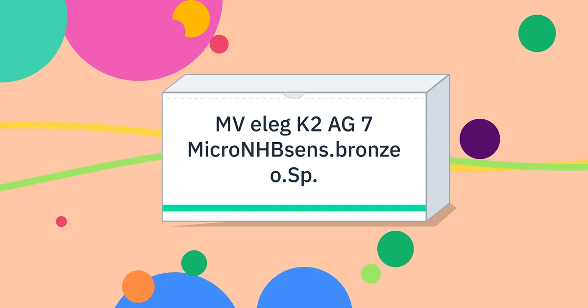 Symbolbild: Packung mit der Aufschrift MV eleg K2 AG 7 MicroNHBsens.bronze o.Sp. (PZN 15724063) – Verfügbarkeit und Bezug in Apotheken in Frankfurt am Main
