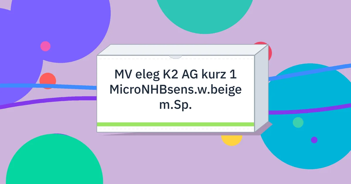 Symbolbild: Packung mit der Aufschrift MV eleg K2 AG kurz 1 MicroNHBsens.w.beige m.Sp. (PZN 15711617) – Verfügbarkeit und Bezug in Apotheken in Frankfurt am Main