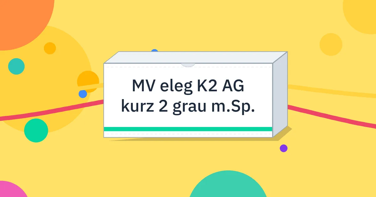 Symbolbild: Packung mit der Aufschrift MV eleg K2 AG kurz 2 grau m.Sp. (PZN 18924710) – Verfügbarkeit und Bezug in Apotheken in Frankfurt am Main