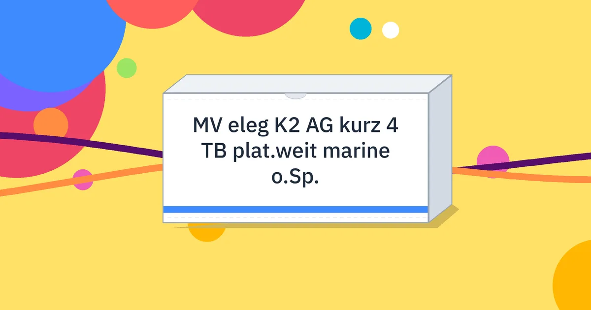 Symbolbild: Packung mit der Aufschrift MV eleg K2 AG kurz 4 TB plat.weit marine o.Sp. (PZN 14605267) – Verfügbarkeit und Bezug in Apotheken in Frankfurt am Main
