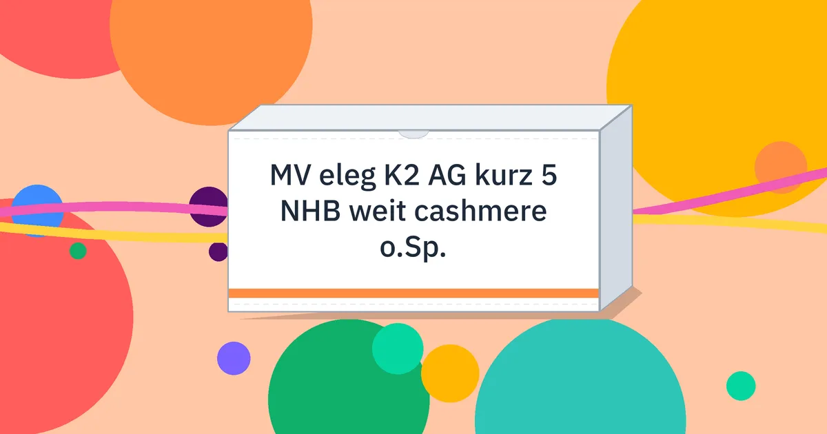 Symbolbild: Packung mit der Aufschrift MV eleg K2 AG kurz 5 NHB weit cashmere o.Sp. (PZN 15714142) – Verfügbarkeit und Bezug in Apotheken in Frankfurt am Main