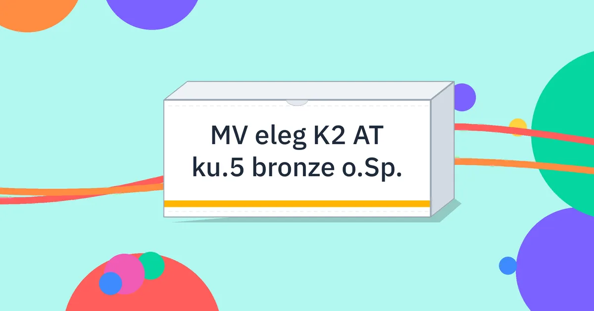 Symbolbild: Packung mit der Aufschrift MV eleg K2 AT ku.5 bronze o.Sp. (PZN 15287036) – Verfügbarkeit und Bezug in Apotheken in Frankfurt am Main