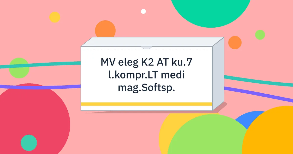 Symbolbild: Packung mit der Aufschrift MV eleg K2 AT ku.7 l.kompr.LT medi mag.Softsp. (PZN 15274039) – Verfügbarkeit und Bezug in Apotheken in Frankfurt am Main