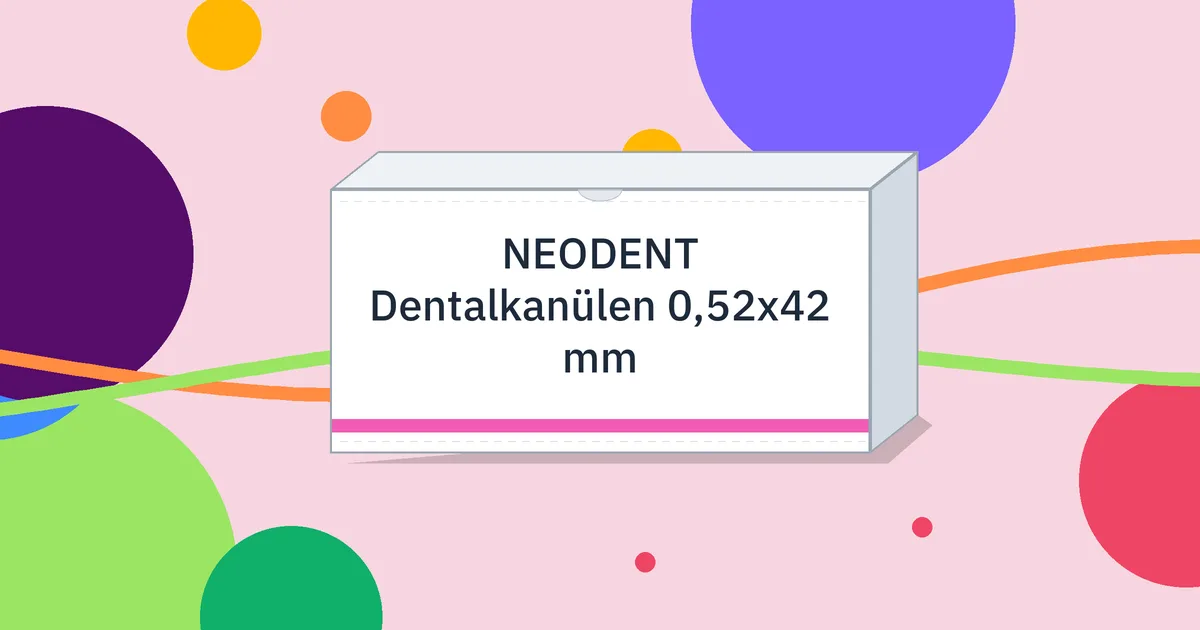 Symbolbild: Packung mit der Aufschrift NEODENT Dentalkanülen 0,52x42 mm (PZN 08485273) – Verfügbarkeit und Bezug in Apotheken in Frankfurt am Main