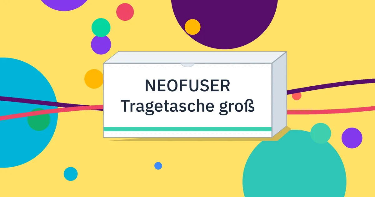 Symbolbild: Packung mit der Aufschrift NEOFUSER Tragetasche groß (PZN 16512587) – Verfügbarkeit und Bezug in Apotheken in Frankfurt am Main