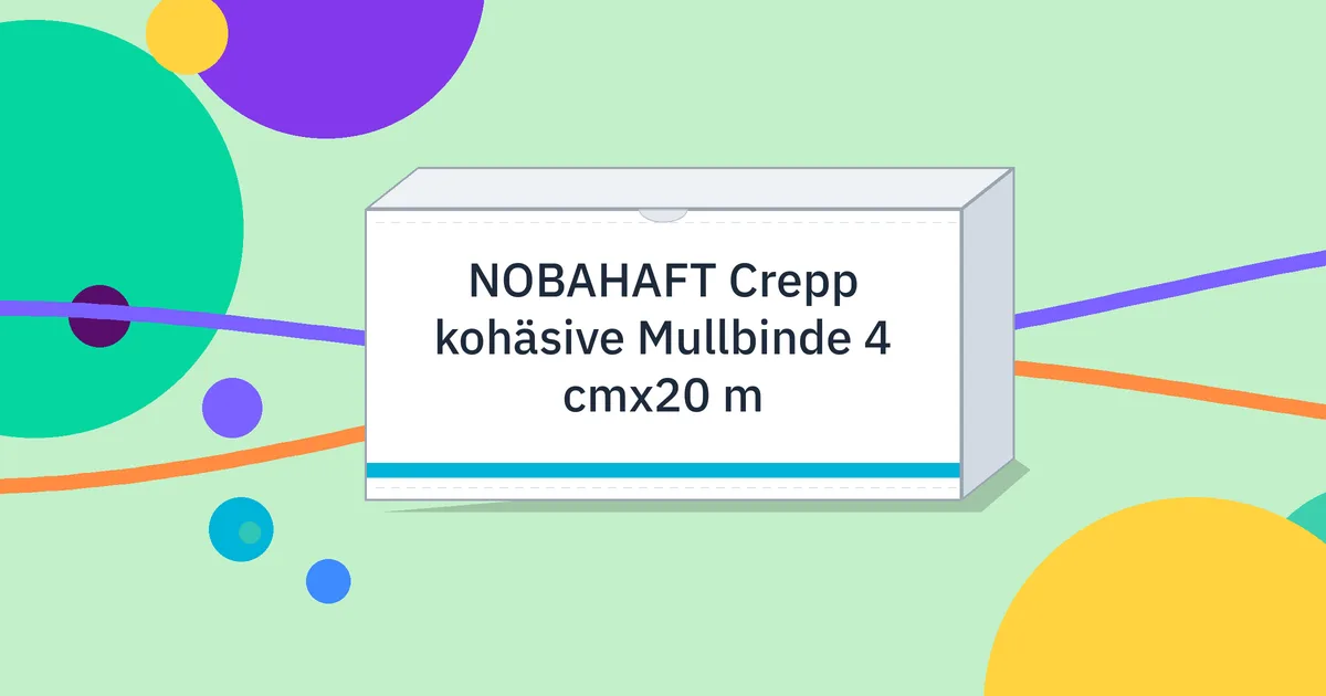 Symbolbild: Packung mit der Aufschrift NOBAHAFT Crepp kohäsive Mullbinde 4 cmx20 m (PZN 07385138) – Verfügbarkeit und Bezug in Apotheken in Frankfurt am Main