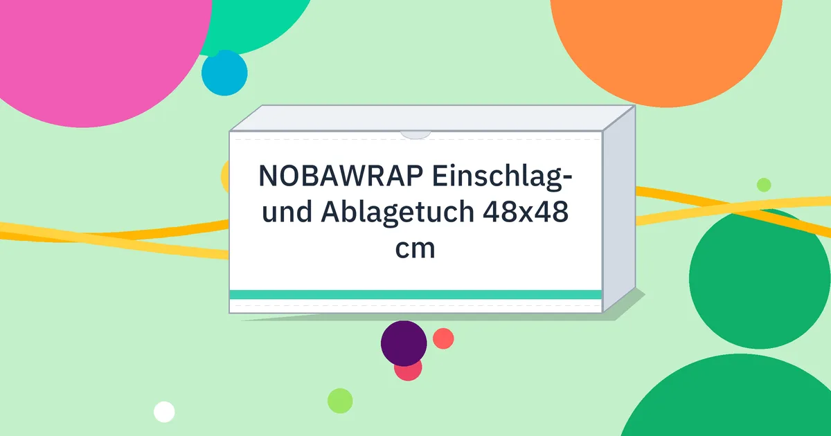 Symbolbild: Packung mit der Aufschrift NOBAWRAP Einschlag- und Ablagetuch 48x48 cm (PZN 18904943) – Verfügbarkeit und Bezug in Apotheken in Frankfurt am Main