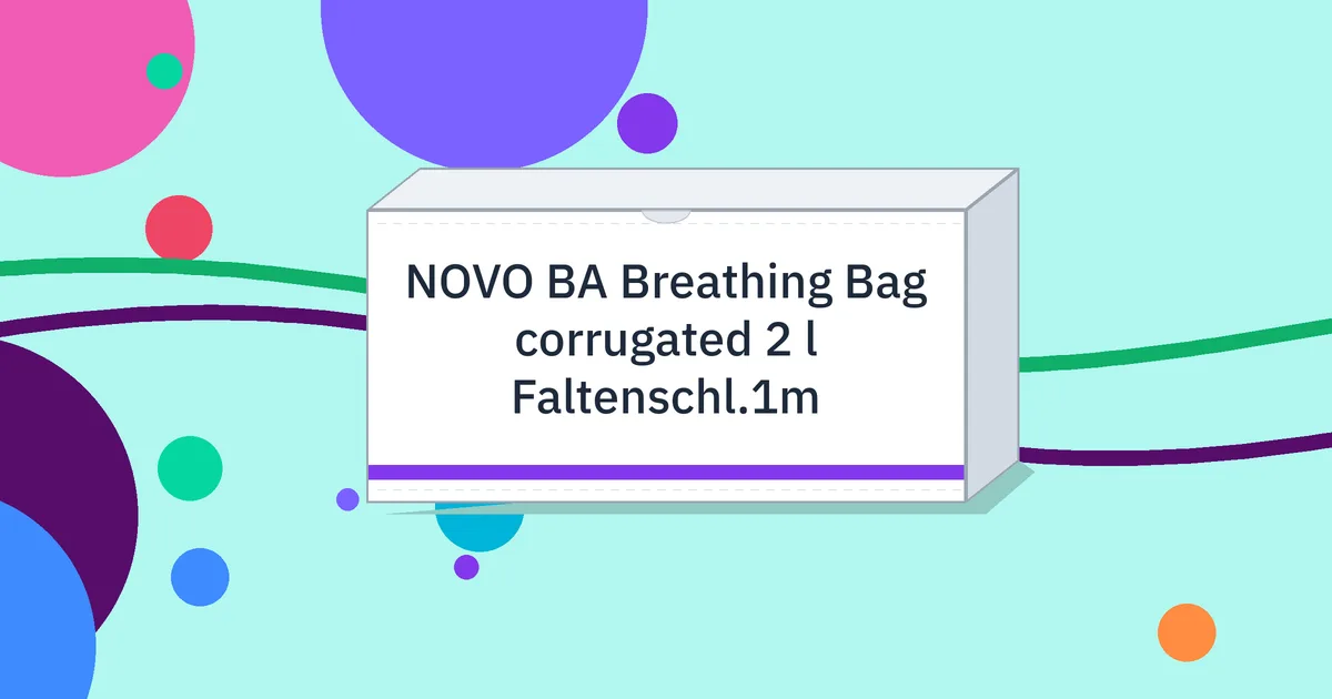 Symbolbild: Packung mit der Aufschrift NOVO BA Breathing Bag corrugated 2 l Faltenschl.1m (PZN 18491056) – Verfügbarkeit und Bezug in Apotheken in Frankfurt am Main
