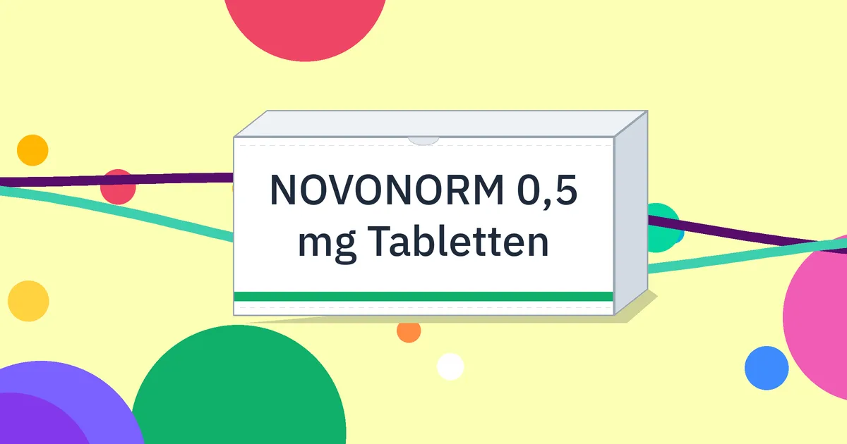 Symbolbild: Packung mit der Aufschrift NOVONORM 0,5 mg Tabletten (PZN 00800901) – Verfügbarkeit und Bezug in Apotheken in Frankfurt am Main