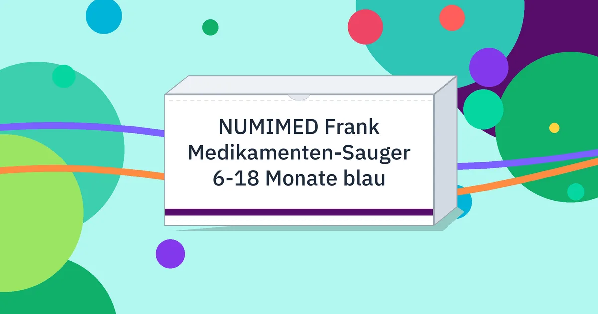 Symbolbild: Packung mit der Aufschrift NUMIMED Frank Medikamenten-Sauger 6-18 Monate blau (PZN 07379238) – Verfügbarkeit und Bezug in Apotheken in Frankfurt am Main