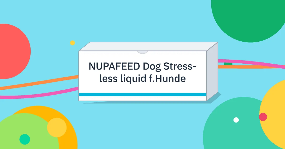 Symbolbild: Packung mit der Aufschrift NUPAFEED Dog Stress-less liquid f.Hunde (PZN 10991919) – Verfügbarkeit und Bezug in Apotheken in Frankfurt am Main
