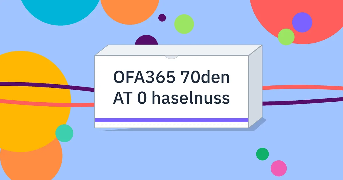 Symbolbild: Packung mit der Aufschrift OFA365 70den AT 0 haselnuss (PZN 16722333) – Verfügbarkeit und Bezug in Apotheken in Frankfurt am Main