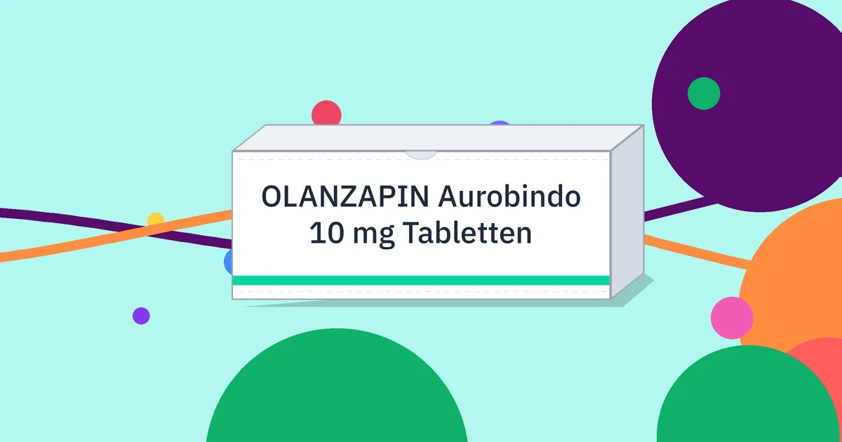 Symbolbild: Packung mit der Aufschrift OLANZAPIN Aurobindo 10 mg Tabletten (PZN 20508634) – Verfügbarkeit und Bezug in Apotheken in Frankfurt am Main
