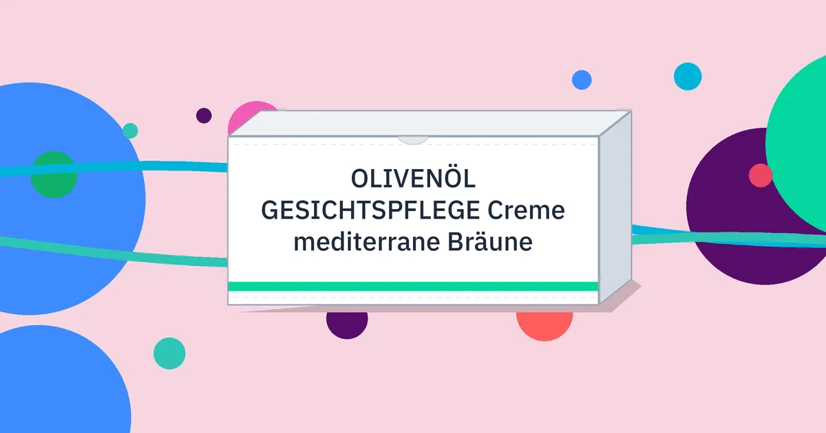 Symbolbild: Packung mit der Aufschrift OLIVENÖL GESICHTSPFLEGE Creme mediterrane Bräune (PZN 04870235) – Verfügbarkeit und Bezug in Apotheken in Frankfurt am Main