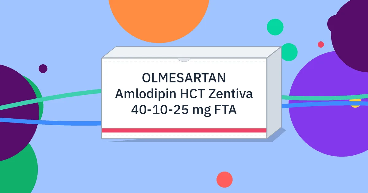 Symbolbild: Packung mit der Aufschrift OLMESARTAN Amlodipin HCT Zentiva 40-10-25 mg FTA (PZN 16632587) – Verfügbarkeit und Bezug in Apotheken in Frankfurt am Main