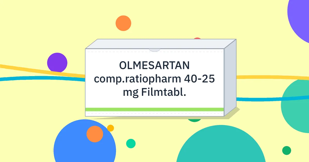 Symbolbild: Packung mit der Aufschrift OLMESARTAN comp.ratiopharm 40-25 mg Filmtabl. (PZN 12366717) – Verfügbarkeit und Bezug in Apotheken in Frankfurt am Main