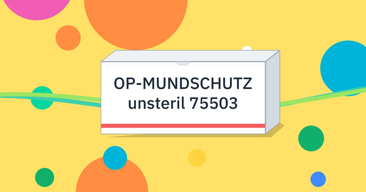 Symbolbild: Packung mit der Aufschrift OP-MUNDSCHUTZ unsteril 75503 (PZN 02208101) – Verfügbarkeit und Bezug in Apotheken in Frankfurt am Main