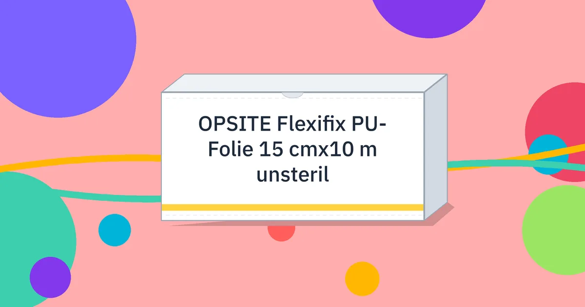 Symbolbild: Packung mit der Aufschrift OPSITE Flexifix PU-Folie 15 cmx10 m unsteril (PZN 08653144) – Verfügbarkeit und Bezug in Apotheken in Frankfurt am Main
