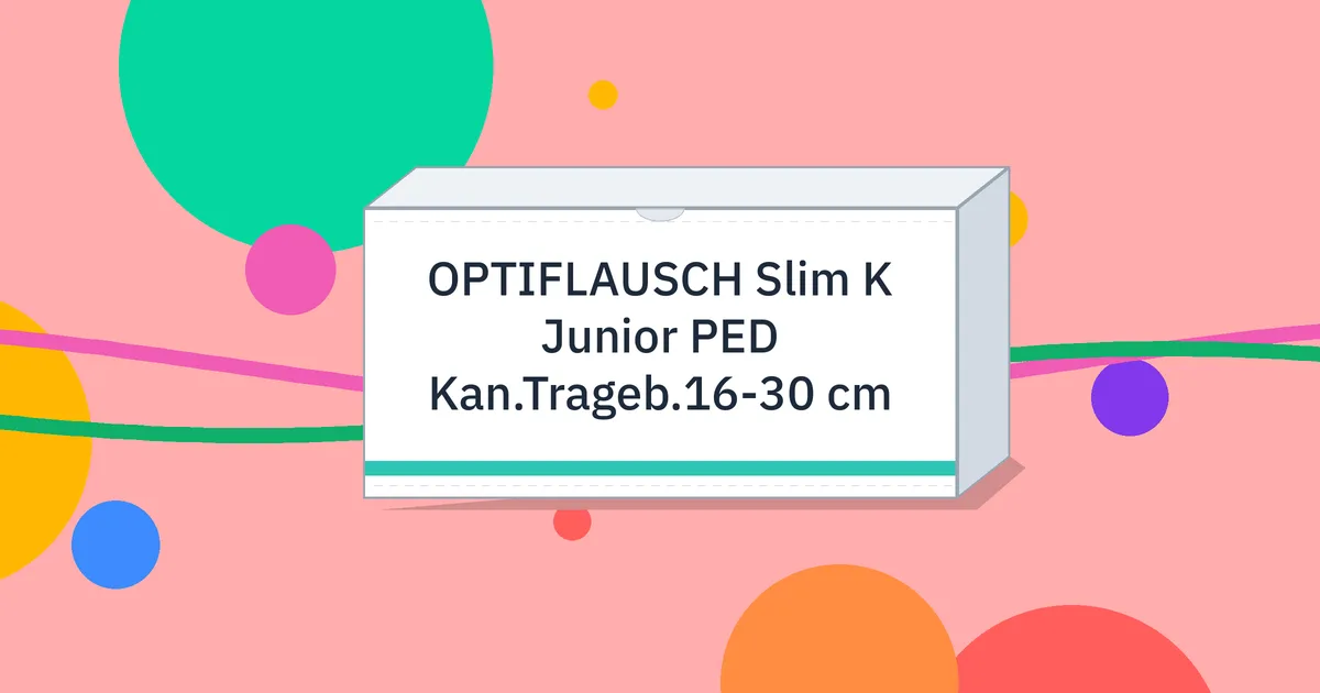 Symbolbild: Packung mit der Aufschrift OPTIFLAUSCH Slim K Junior PED Kan.Trageb.16-30 cm (PZN 15236553) – Verfügbarkeit und Bezug in Apotheken in Frankfurt am Main
