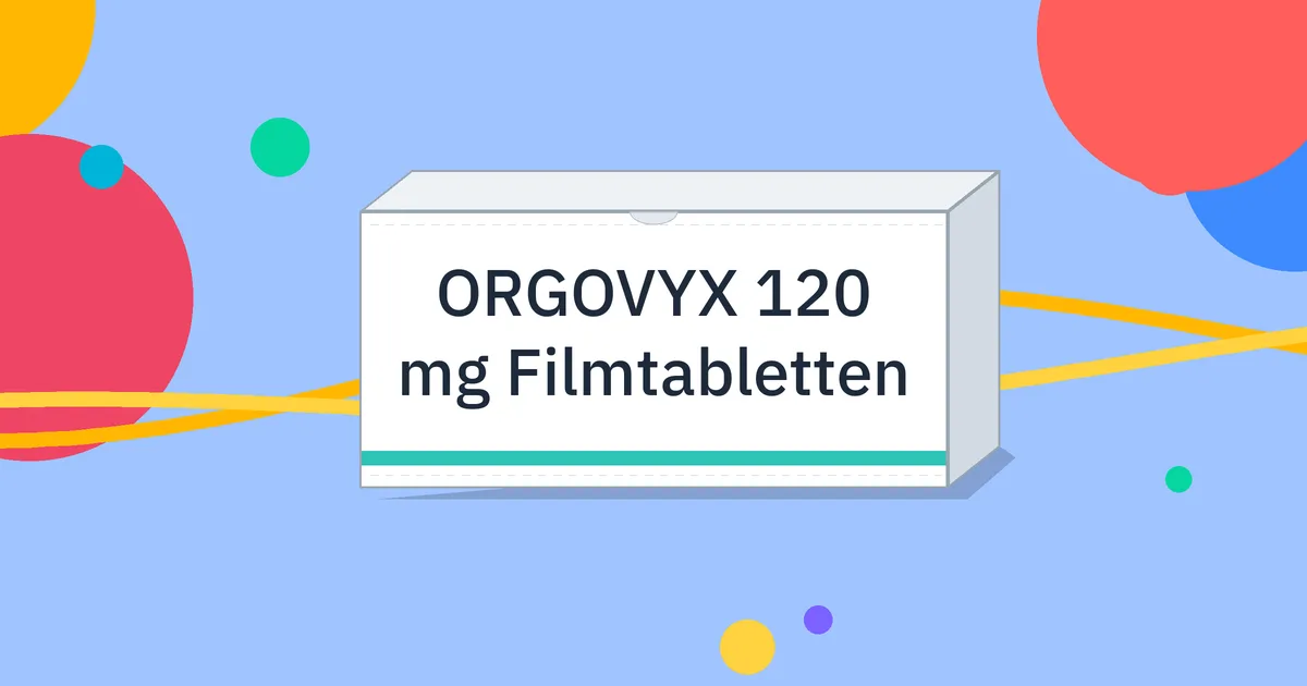 Symbolbild: Packung mit der Aufschrift ORGOVYX 120 mg Filmtabletten (PZN 19631878) – Verfügbarkeit und Bezug in Apotheken in Frankfurt am Main