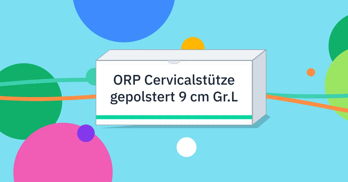 Symbolbild: Packung mit der Aufschrift ORP Cervicalstütze gepolstert 9 cm Gr.L (PZN 04902455) – Verfügbarkeit und Bezug in Apotheken in Frankfurt am Main
