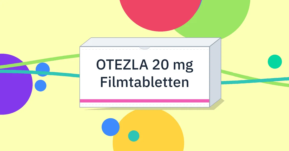 Symbolbild: Packung mit der Aufschrift OTEZLA 20 mg Filmtabletten (PZN 19213112) – Verfügbarkeit und Bezug in Apotheken in Frankfurt am Main