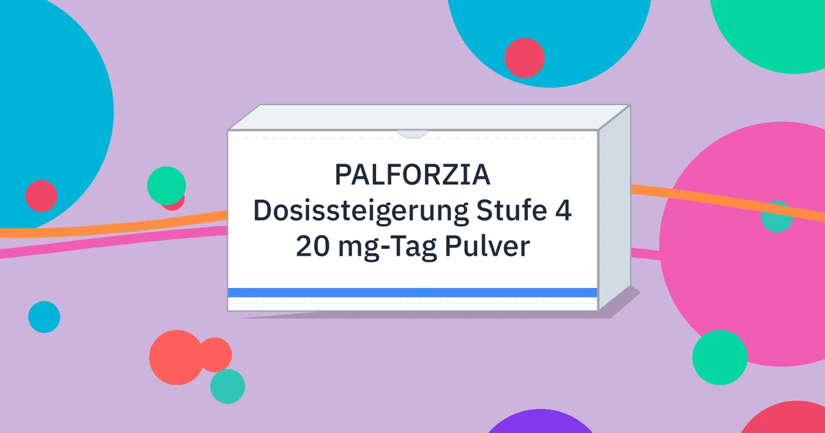Symbolbild: Packung mit der Aufschrift PALFORZIA Dosissteigerung Stufe 4 20 mg-Tag Pulver (PZN 16903218) – Verfügbarkeit und Bezug in Apotheken in Frankfurt am Main