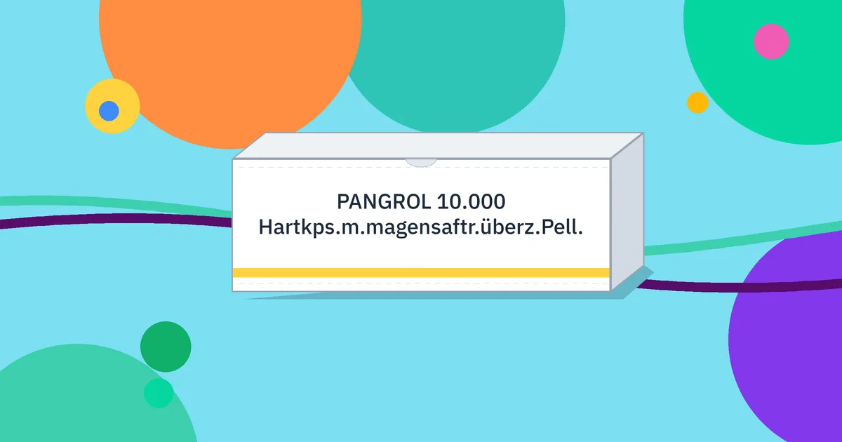 Symbolbild: Packung mit der Aufschrift PANGROL 10.000 Hartkps.m.magensaftr.überz.Pell. (PZN 06324962) – Verfügbarkeit und Bezug in Apotheken in Frankfurt am Main