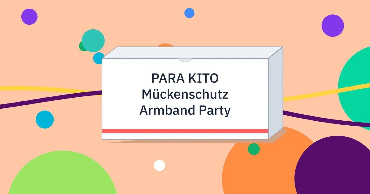 Symbolbild: Packung mit der Aufschrift PARA KITO Mückenschutz Armband Party (PZN 14130901) – Verfügbarkeit und Bezug in Apotheken in Frankfurt am Main