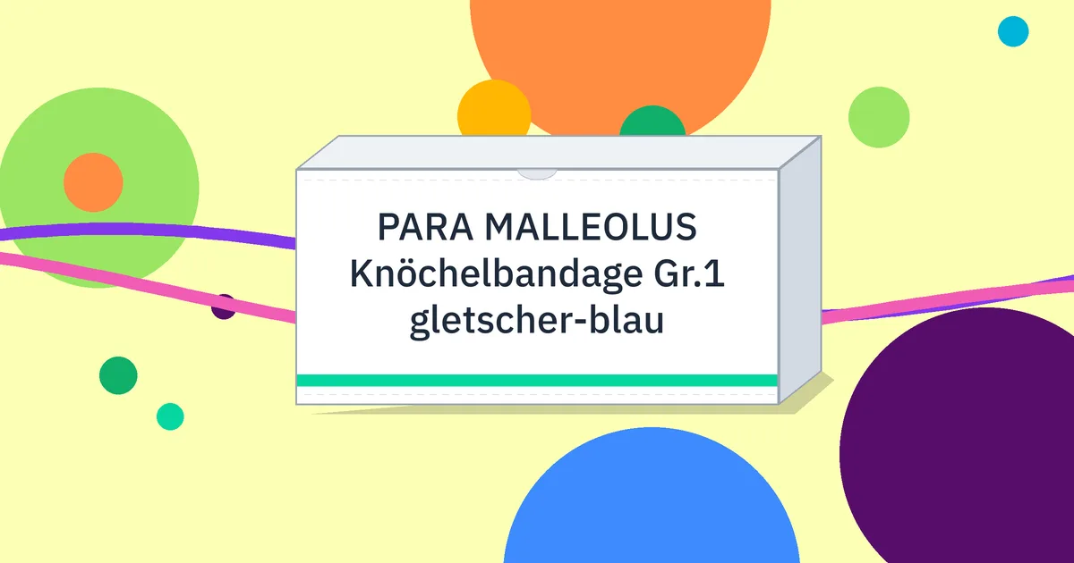 Symbolbild: Packung mit der Aufschrift PARA MALLEOLUS Knöchelbandage Gr.1 gletscher-blau (PZN 13763515) – Verfügbarkeit und Bezug in Apotheken in Frankfurt am Main
