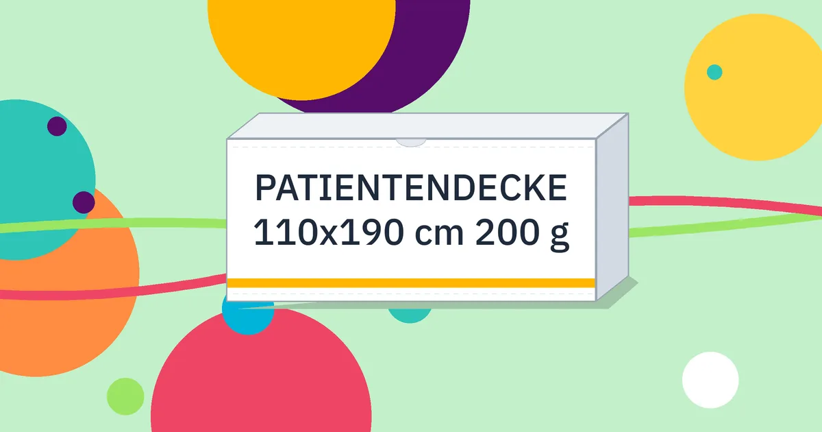 Symbolbild: Packung mit der Aufschrift PATIENTENDECKE 110x190 cm 200 g (PZN 14275918) – Verfügbarkeit und Bezug in Apotheken in Frankfurt am Main