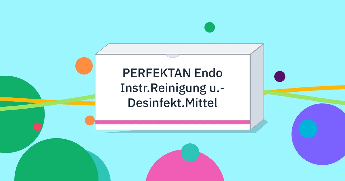 Symbolbild: Packung mit der Aufschrift PERFEKTAN Endo Instr.Reinigung u.-Desinfekt.Mittel (PZN 01971303) – Verfügbarkeit und Bezug in Apotheken in Frankfurt am Main
