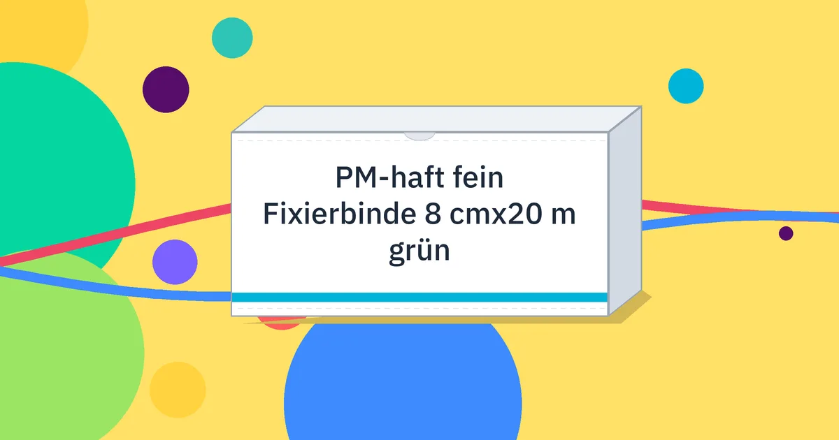 Symbolbild: Packung mit der Aufschrift PM-haft fein Fixierbinde 8 cmx20 m grün (PZN 18846401) – Verfügbarkeit und Bezug in Apotheken in Frankfurt am Main