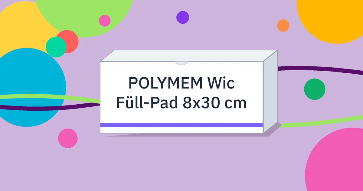Symbolbild: Packung mit der Aufschrift POLYMEM Wic Füll-Pad 8x30 cm (PZN 19621696) – Verfügbarkeit und Bezug in Apotheken in Frankfurt am Main
