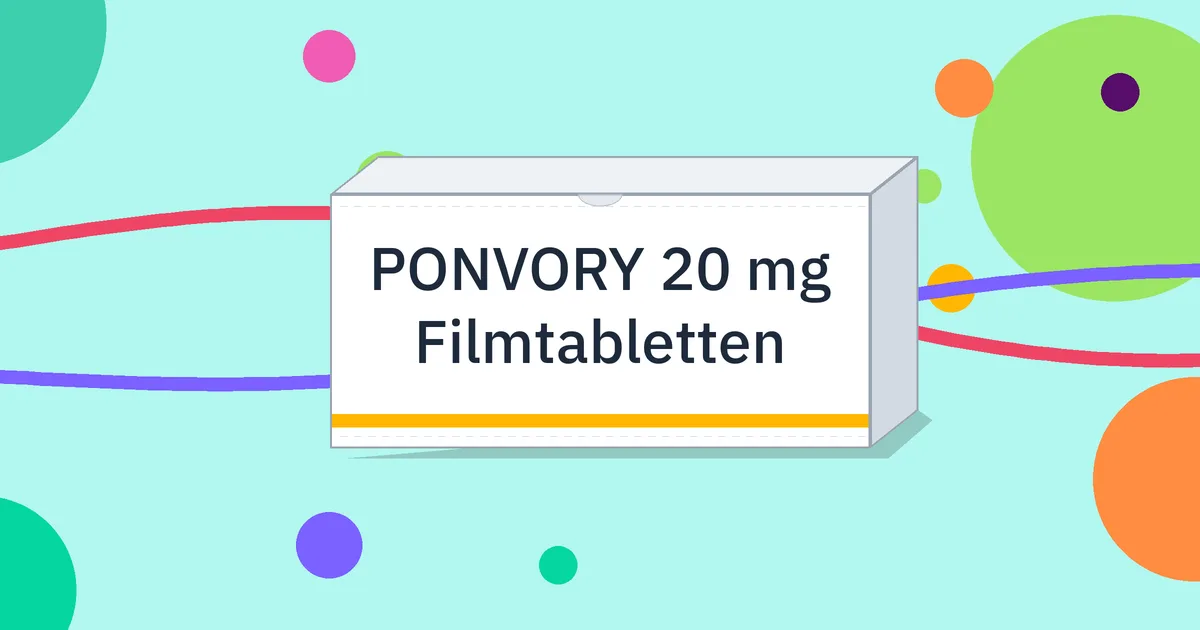 Symbolbild: Packung mit der Aufschrift PONVORY 20 mg Filmtabletten (PZN 20165476) – Verfügbarkeit und Bezug in Apotheken in Frankfurt am Main