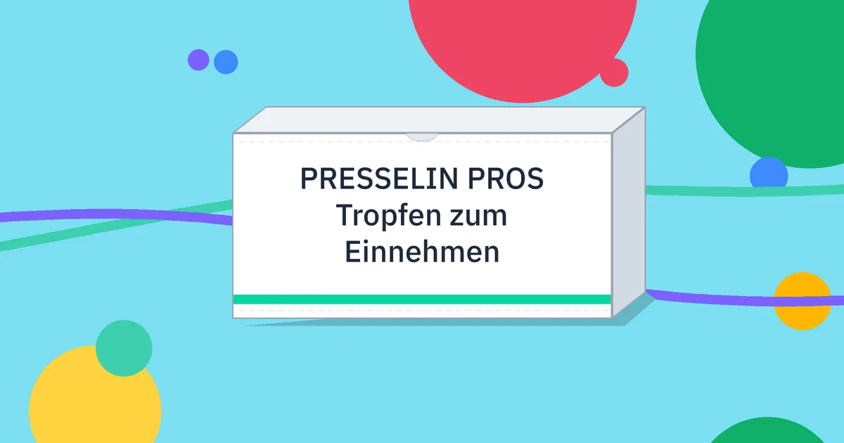 Symbolbild: Packung mit der Aufschrift PRESSELIN PROS Tropfen zum Einnehmen (PZN 00362594) – Verfügbarkeit und Bezug in Apotheken in Frankfurt am Main