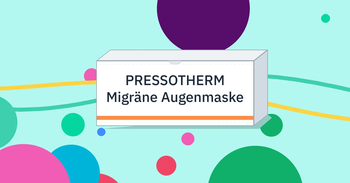 Symbolbild: Packung mit der Aufschrift PRESSOTHERM Migräne Augenmaske (PZN 07217613) – Verfügbarkeit und Bezug in Apotheken in Frankfurt am Main
