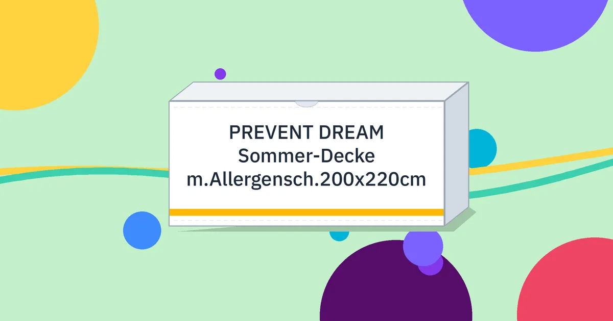 Symbolbild: Packung mit der Aufschrift PREVENT DREAM Sommer-Decke m.Allergensch.200x220cm (PZN 18336338) – Verfügbarkeit und Bezug in Apotheken in Frankfurt am Main