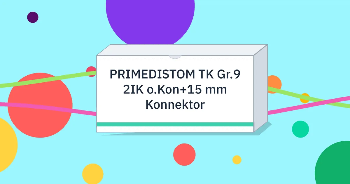 Symbolbild: Packung mit der Aufschrift PRIMEDISTOM TK Gr.9 2IK o.Kon+15 mm Konnektor (PZN 10229583) – Verfügbarkeit und Bezug in Apotheken in Frankfurt am Main