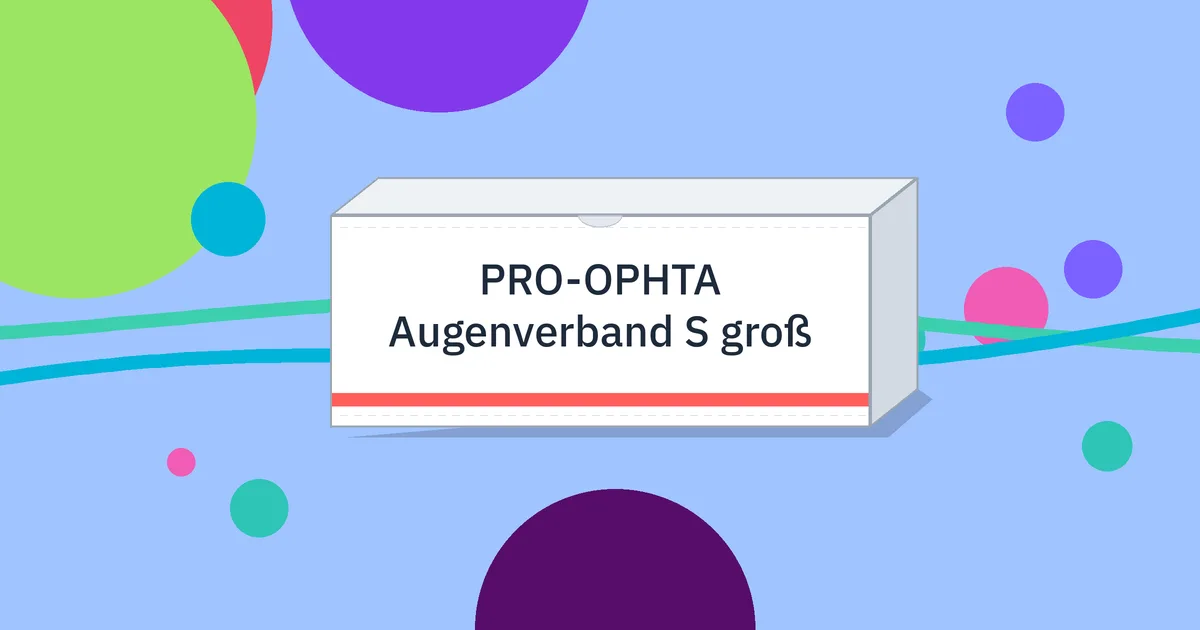 Symbolbild: Packung mit der Aufschrift PRO-OPHTA Augenverband S groß (PZN 11531350) – Verfügbarkeit und Bezug in Apotheken in Frankfurt am Main