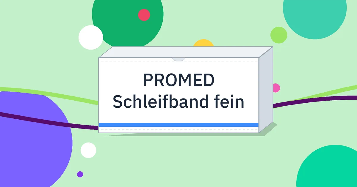 Symbolbild: Packung mit der Aufschrift PROMED Schleifband fein (PZN 18132529) – Verfügbarkeit und Bezug in Apotheken in Frankfurt am Main