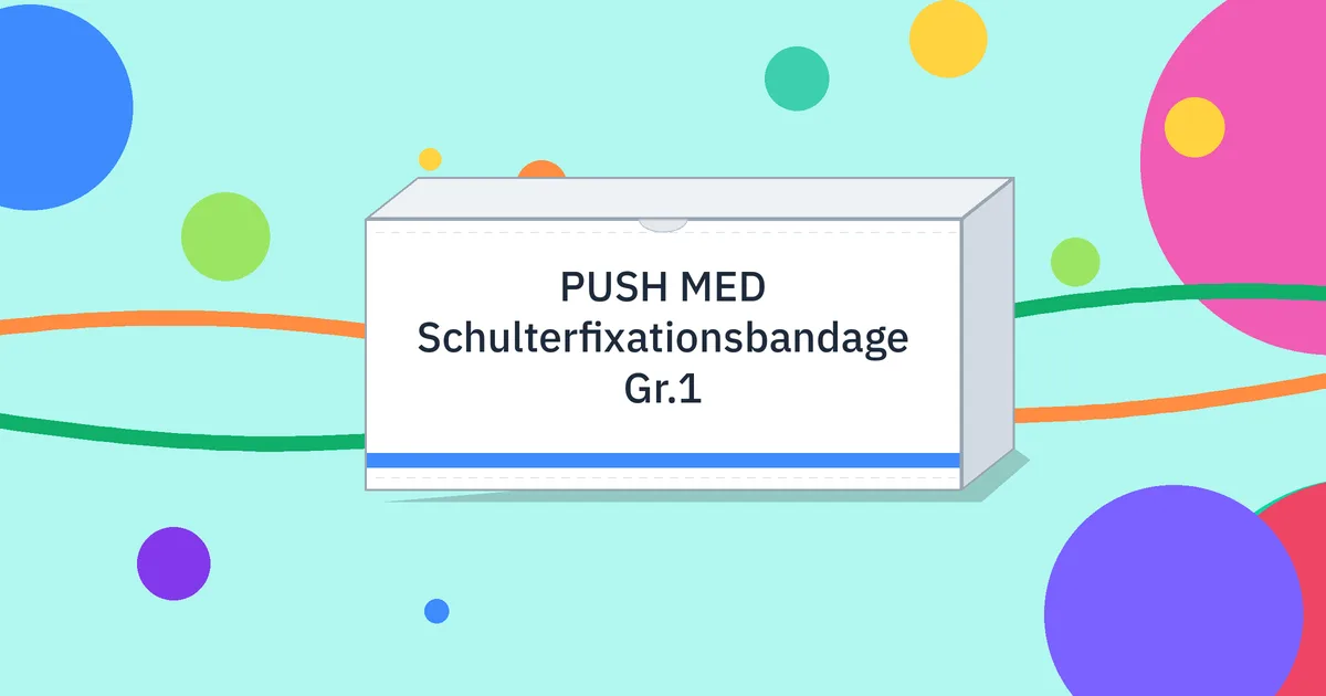Symbolbild: Packung mit der Aufschrift PUSH MED Schulterfixationsbandage Gr.1 (PZN 09374481) – Verfügbarkeit und Bezug in Apotheken in Frankfurt am Main