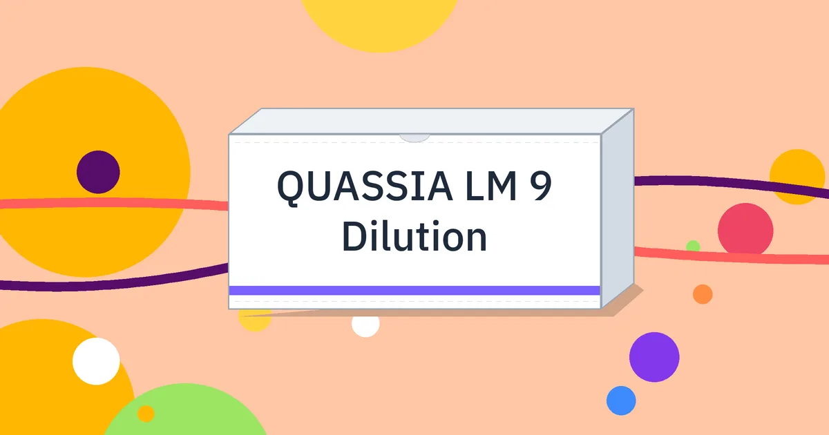 Symbolbild: Packung mit der Aufschrift QUASSIA LM 9 Dilution (PZN 13673166) – Verfügbarkeit und Bezug in Apotheken in Frankfurt am Main