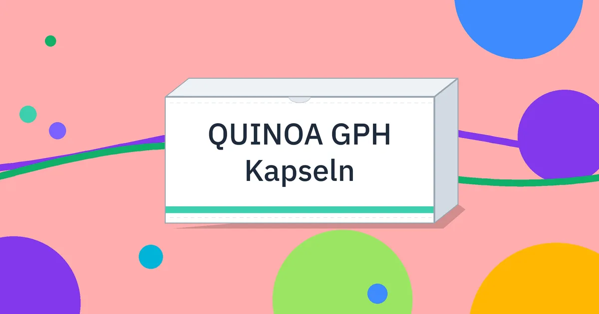 Symbolbild: Packung mit der Aufschrift QUINOA GPH Kapseln (PZN 04595941) – Verfügbarkeit und Bezug in Apotheken in Frankfurt am Main