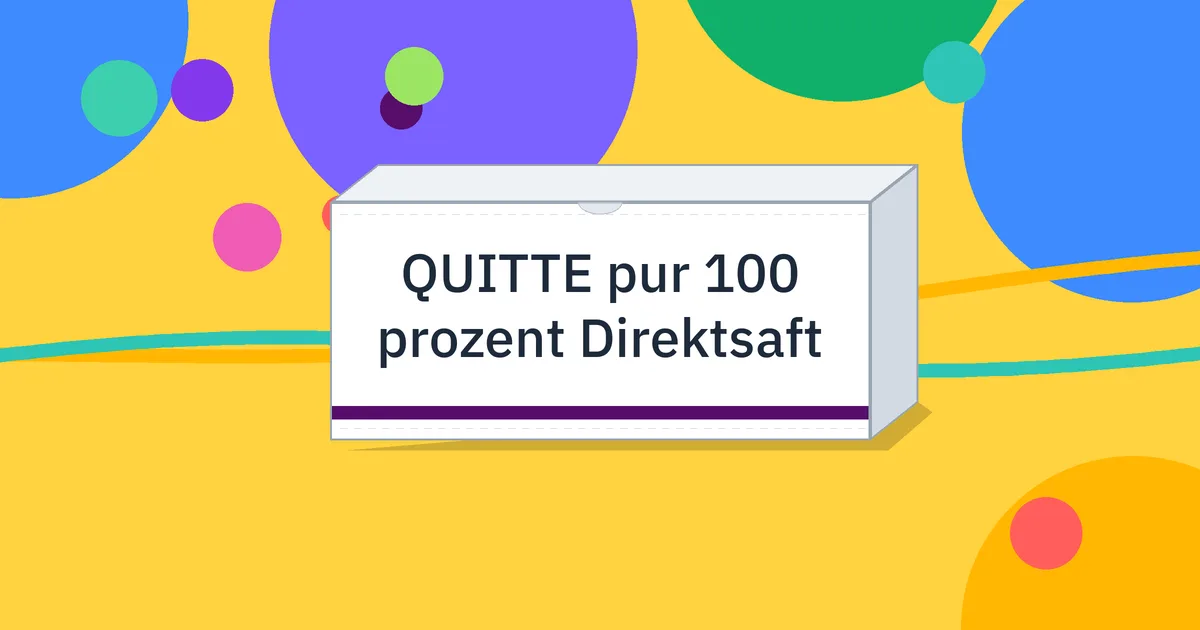 Symbolbild: Packung mit der Aufschrift QUITTE pur 100 prozent Direktsaft (PZN 09910867) – Verfügbarkeit und Bezug in Apotheken in Frankfurt am Main